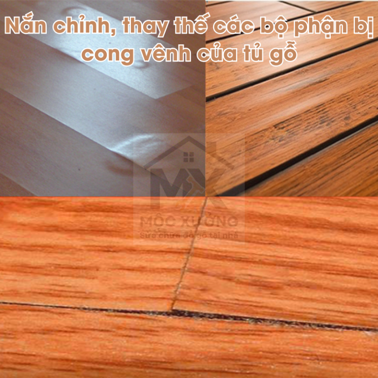 Nắn chỉnh, thay thế các bộ phận bị cong vênh của tủ gỗ ở Hà Nội